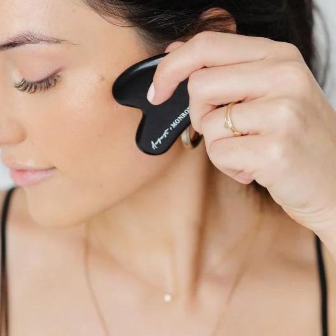 Gua Sha Tool | Black Obsidian Stone | Lift, Sculpt & De-Puff Your Face ...